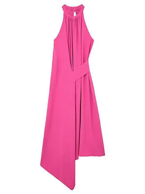 REISS Maeve Drape-detail Sleeveless Woven Midi Dress - Raspberry Pink