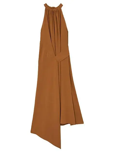REISS Maeve Drape-detail Sleeveless Woven Midi Dress - Rust Orange