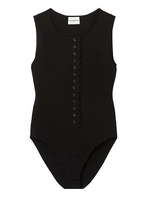 Claudie Pierlot Sleeveless Button-down Knitted Bodysuit - Black