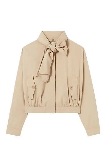 Claudie Pierlot Cotton Trench With Tie Neck - Beige