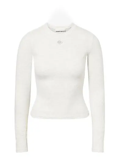 THE COUTURE CLUB Sculpt Long-sleeve Cotton-jersey Top - Grey Marl