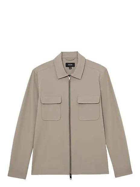 REISS Ascend Long-sleeved Stretch-woven Shirt - Taupe Brown
