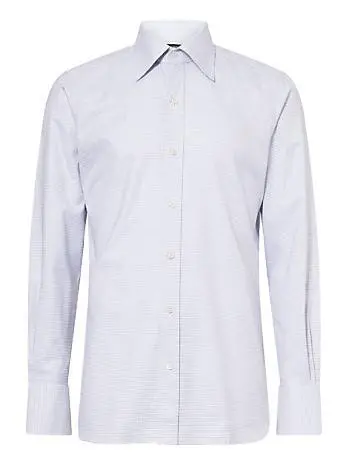 TOM FORD Slim-fit Long-sleeves Slim Cotton-poplin Shirt - Grey Multicolor