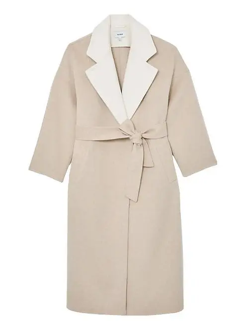 REISS Contrast-lapel Wool Coat - Neutral