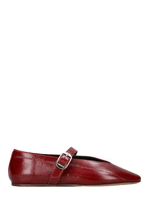 Le Monde Beryl Stella Leather Mary Jane Flats - Red/dark