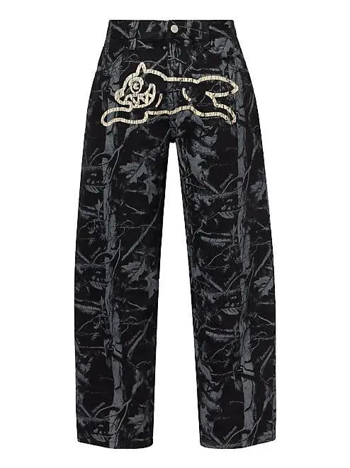 ICECREAM Tree Camo Double Scoop Straight-leg Denim Jeans - Black
