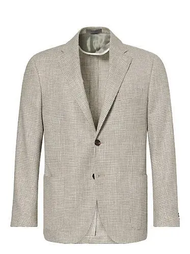 Corneliani Houndstooth-print Notch-lapels Stretch-woven Jacket - Green Coloured 050