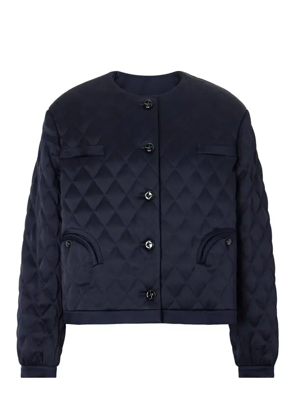 BLAZÉ MILANO Gliss Cropped Quilted Satin Jacket - Blue