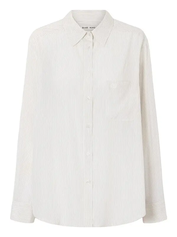 BLAZÉ MILANO Kris Anabas Pinstriped Silk Shirt - White
