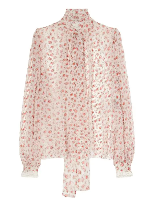 Dolce & Gabbana Floral-print Silk-blend Chiffon Blouse - White