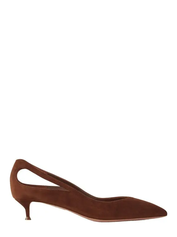 AQUAZZURA Sheeva 30 Cut-out Suede Pumps - Chocolate