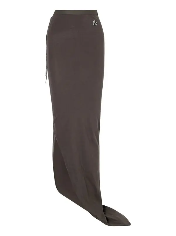 Rick Owens Moncler Appliquéd Cotton-jersey Maxi Skirt - Brown