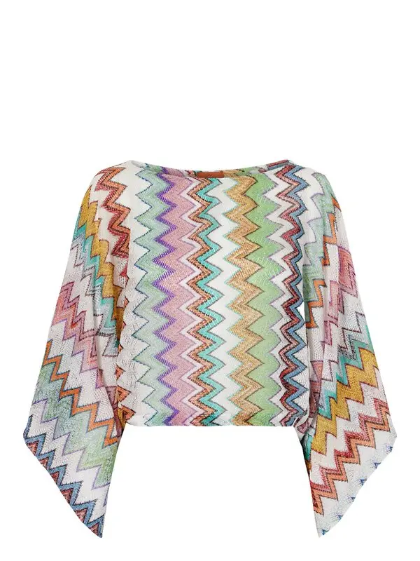 Missoni Striped Metallic Crochet-knit Blouse - White