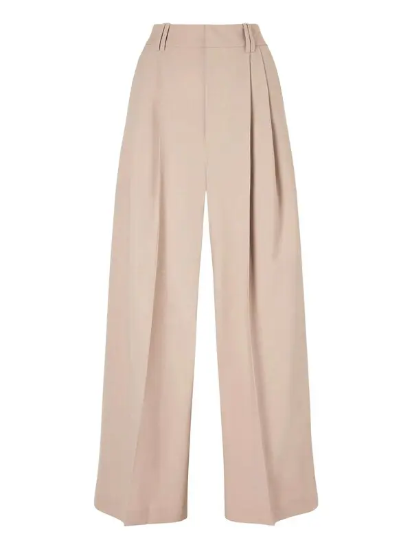 KALLMEYER Fatima Pleated Wool-blend Wide-leg Pants - Beige