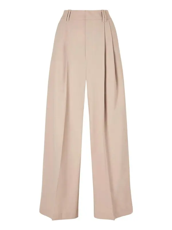 KALLMEYER Fatima Pleated Wool-blend Wide-leg Pants - Neutrals