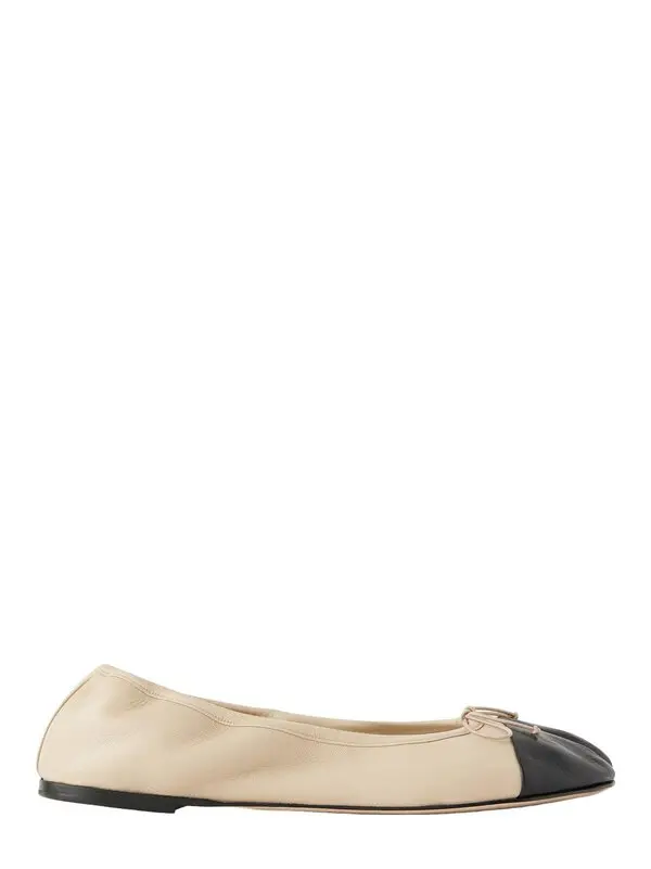 CHRISTEN Tabi Split-toe Leather Ballet Flats - Cream