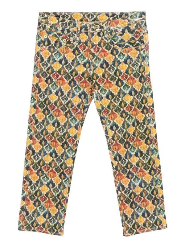 R13 Printed Cropped Jeans - Orange