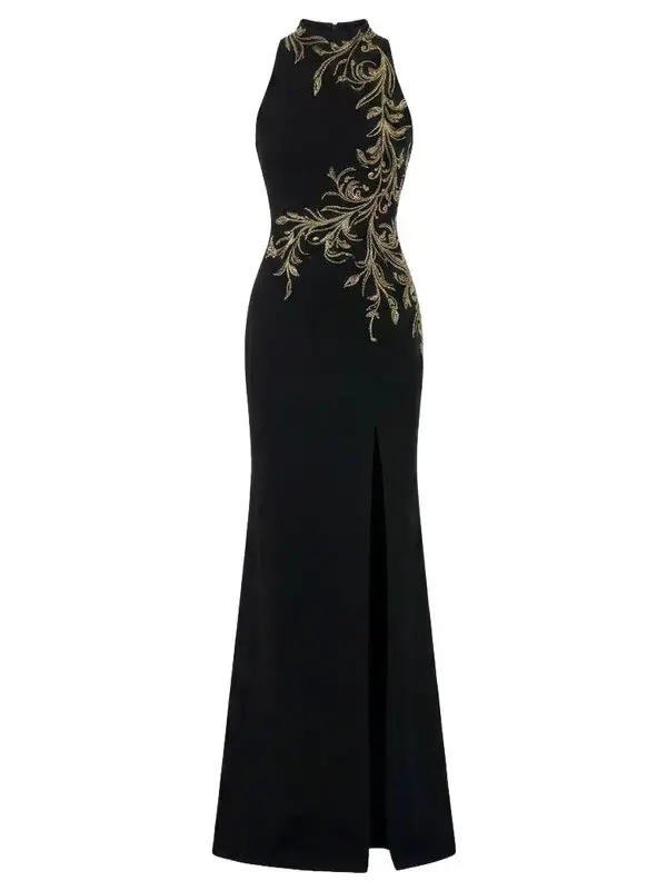 SAIID KOBEISY Halterneck Embellished Maxi Dress - Black