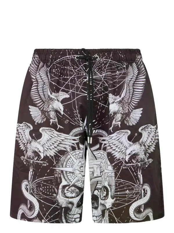 Philipp Plein Tattoo Print Shorts - Black
