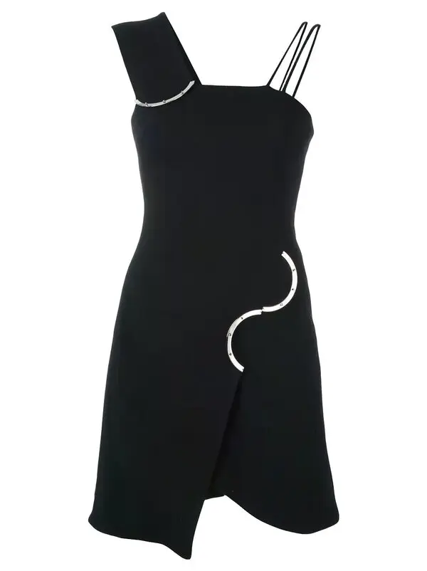 David Koma Asymmetric Wool Dress - Black