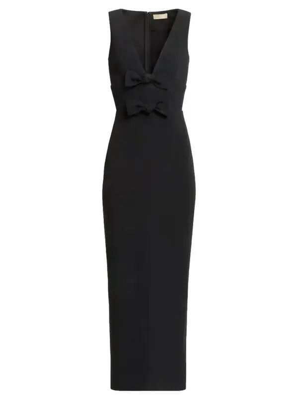Elie Saab Bow-detail V-neck Midi Dress - Black