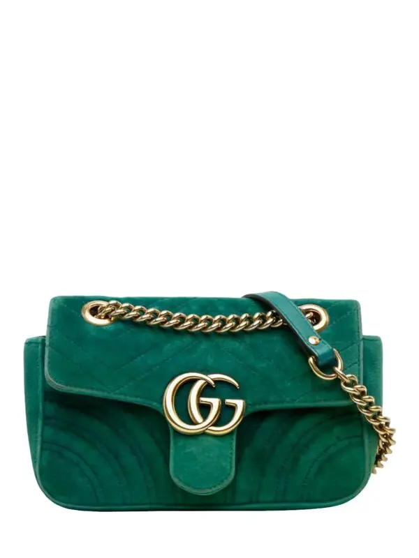 Gucci Small Gg Marmont Matelassé Velvet Shoulder Bag - Blue