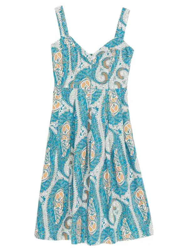 Etro Paisley Print Midi Dress - Blue