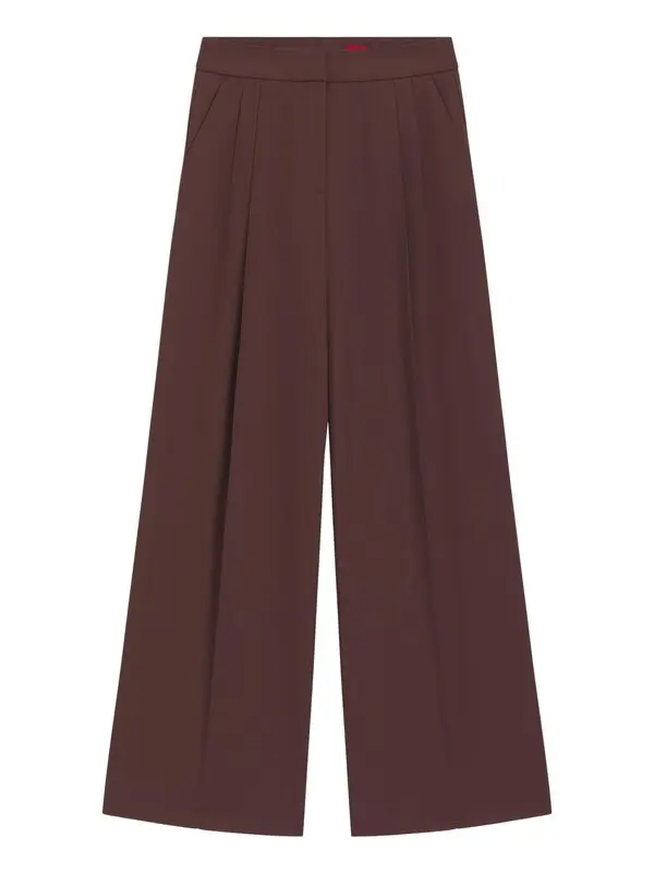 Hugo Relaxed-fit Pleated Trousers - Dark Brown