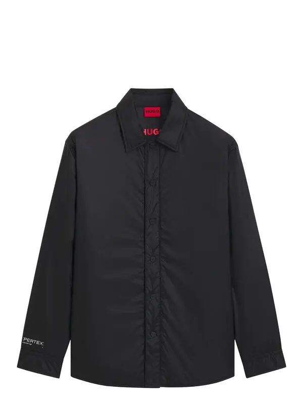 Hugo Oversized-fit Overshirt In Ripstop Fabric - Black