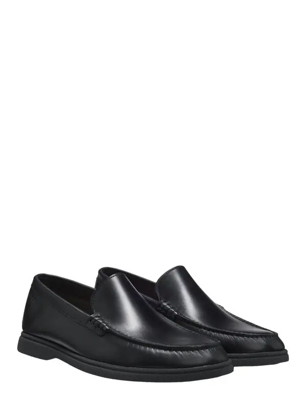 BOSS Emed-logo Leather Moccasins - Black