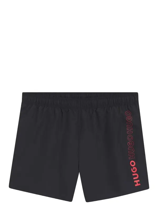 Hugo Swim Shorts With Printed Logos - Black