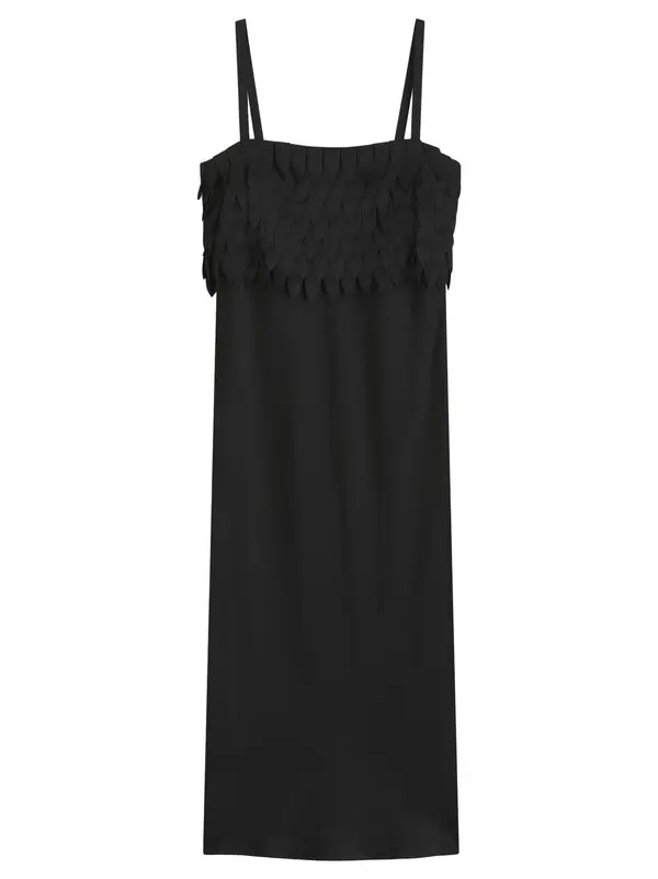BOSS Strappy Dress With Laser-cut Detail - Black