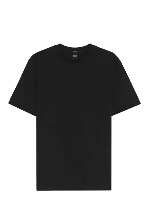 BOSS Vertical-stripe T-shirt In Mercerised Cotton - Black