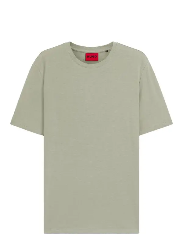Hugo Slub-interlock T-shirt In A Slim Fit - Light Green