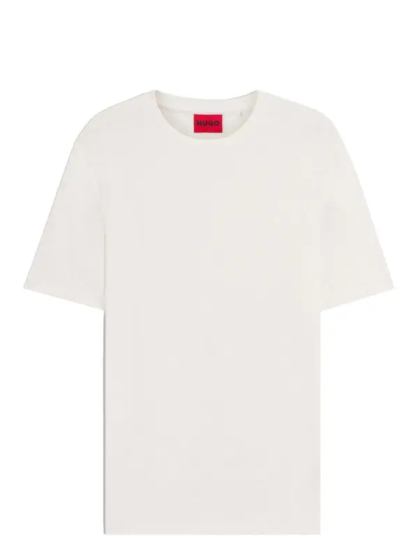 Hugo Slub-interlock T-shirt In A Slim Fit - White