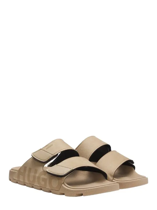 Hugo Faux-suede Slides With Logo - Light Beige