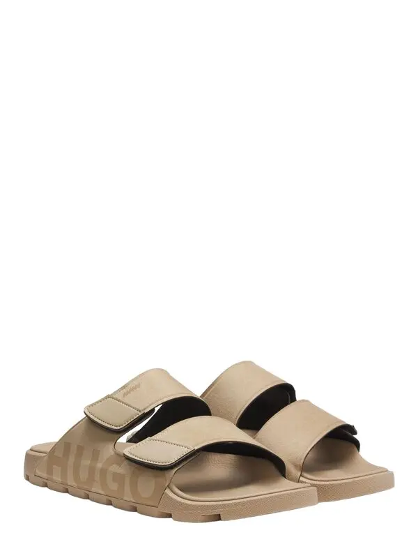 Hugo Faux-suede Slides With Logo - Light Beige