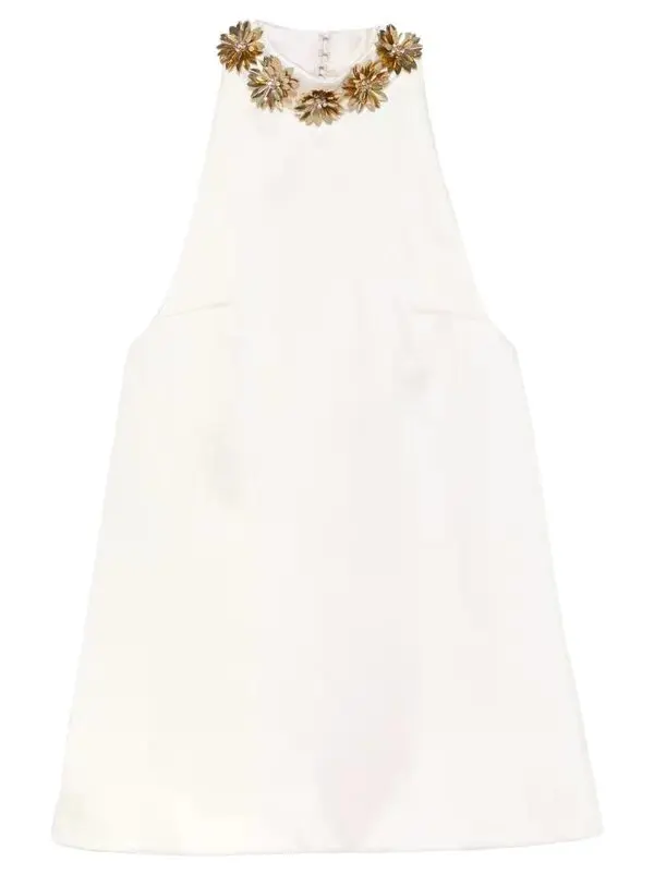 Retrofete Giacinta Flower-embellished Mini Dress - White