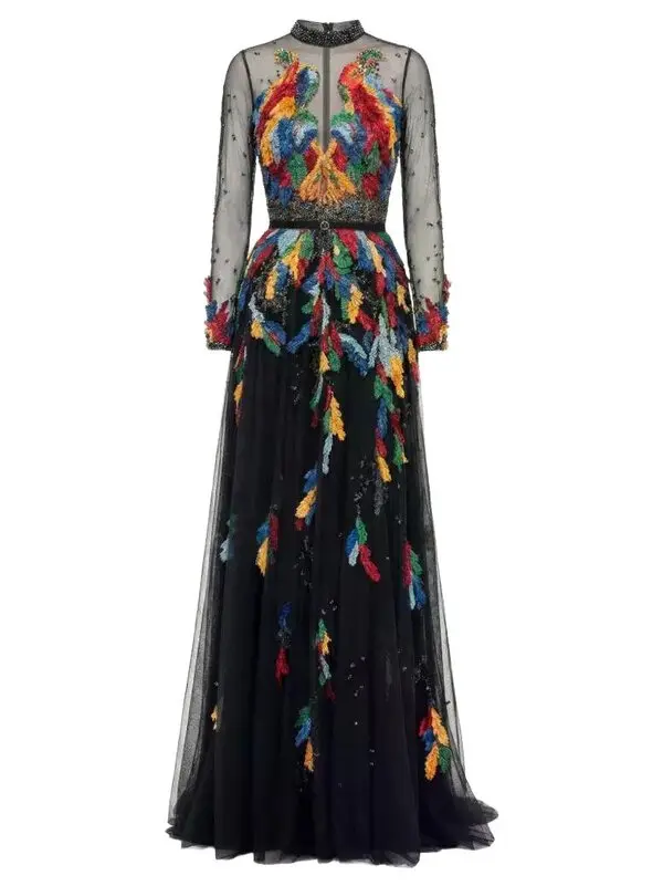 SAIID KOBEISY Embroidered Maxi Dress - Black