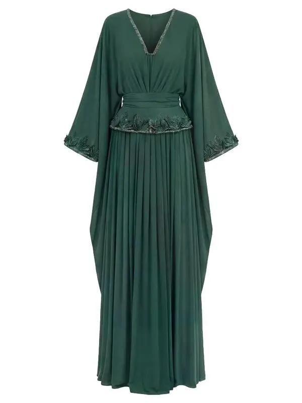 SAIID KOBEISY Embroidered Long-sleeve Dress - Green