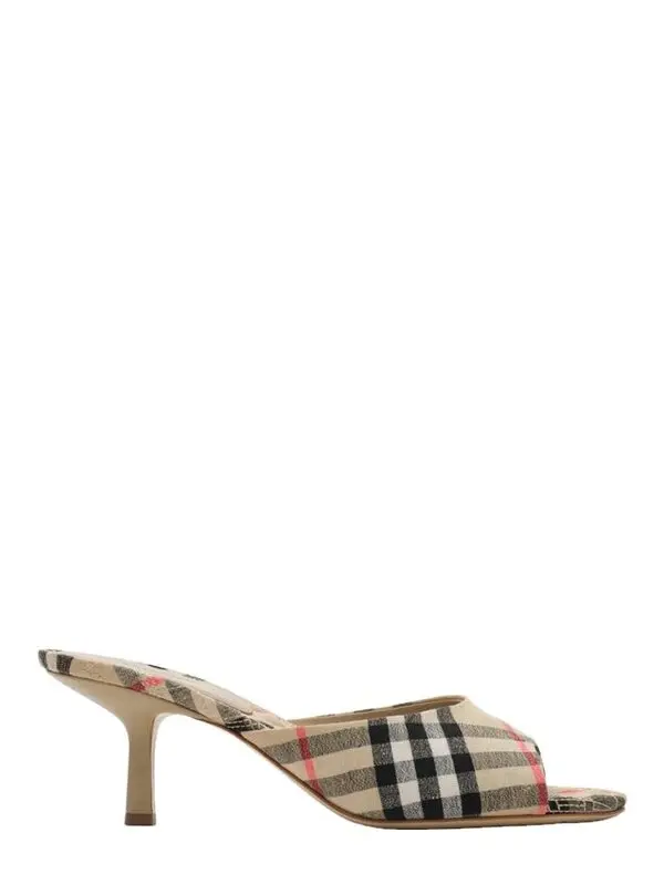 Burberry Check Mews Low Heel Sandals - Sand Beige