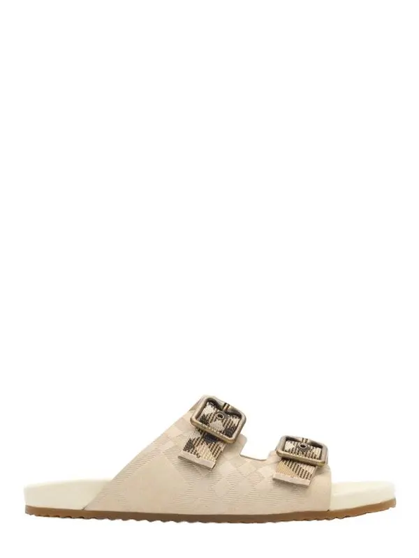 Burberry Check Suede Urchin Sandals - Bake Beige