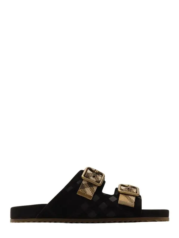 Burberry Check Suede Urchin Sandals - Black