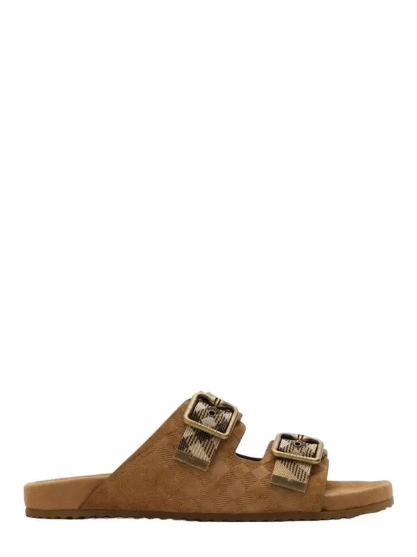 Burberry Check Suede Urchin Sandals - Jute Beige