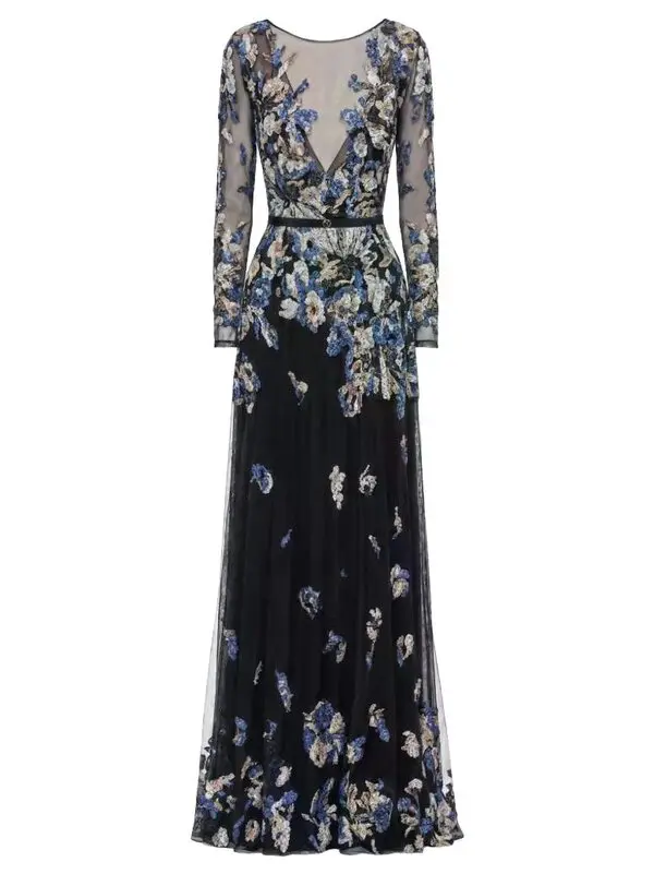 SAIID KOBEISY Embroidered Maxi Dress - Black