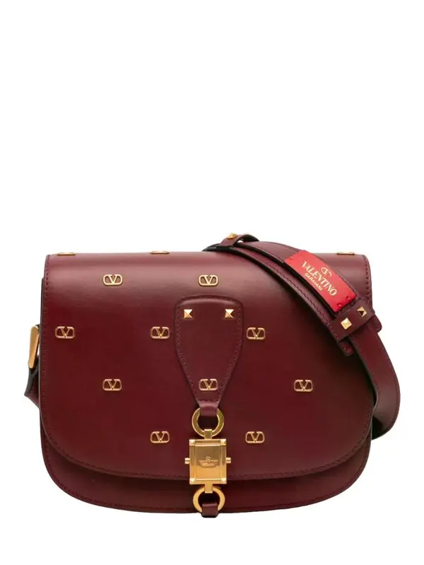 Valentino Garavani Vlogo Embellished Leather Crossbody Bag - Red