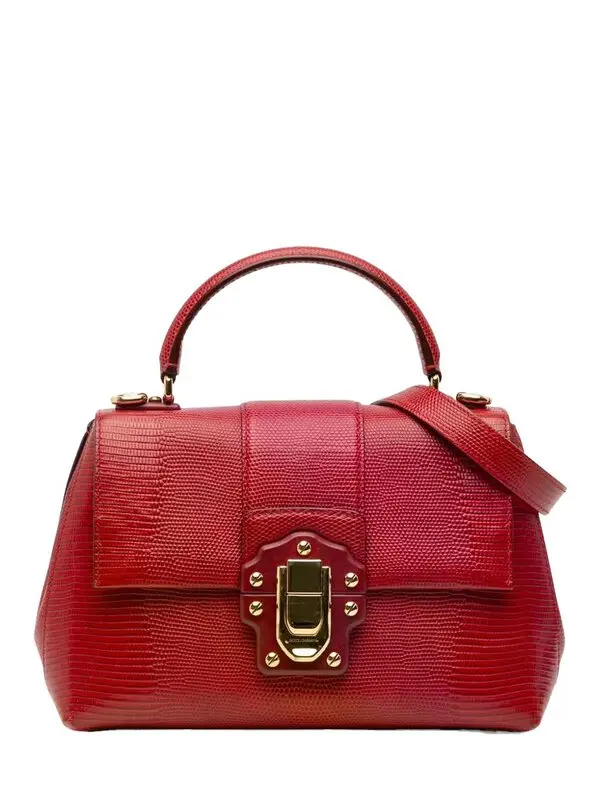 Dolce & Gabbana Embossed Leather Lucia Satchel - Red