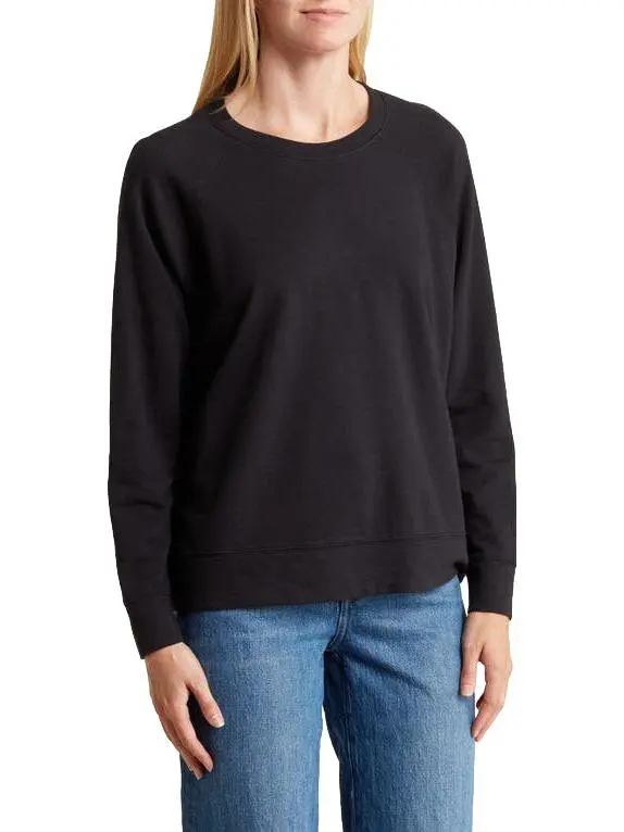 JAMES PERSE Cotton French Terry Relaxed Sweater - Black