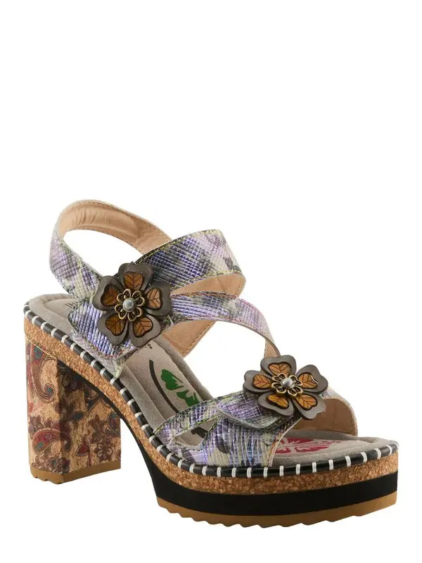 SPRING STEP SHOES Escapartist Slingback Platform Sandal - Blue Multi
