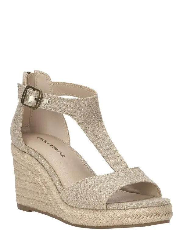 Lucky Brand Cyleste Platform Wedge Espadrille - Natural/platino